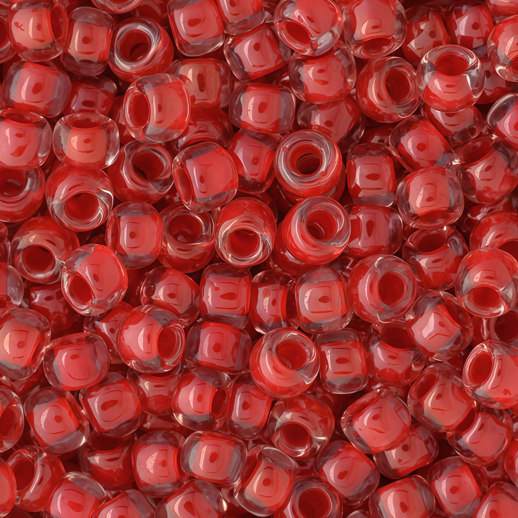 Бисер TOHO круглый, размер 8/0, цвет #341 (Окрашенный изнутри, хрусталь/помидор), 10 грамм