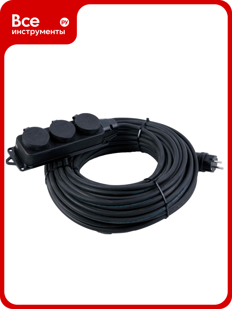 Силовой удлинитель атлант атом КГ 4000 Вт 3 гнезда 30м (с заземлением) 50017