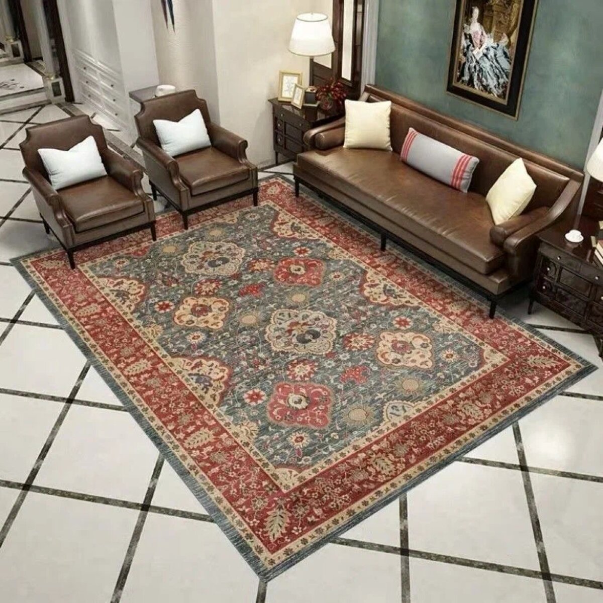 Винтажный персидский ковёр, классический рисунок, марокканский стиль, Мокко 28, 80x120см