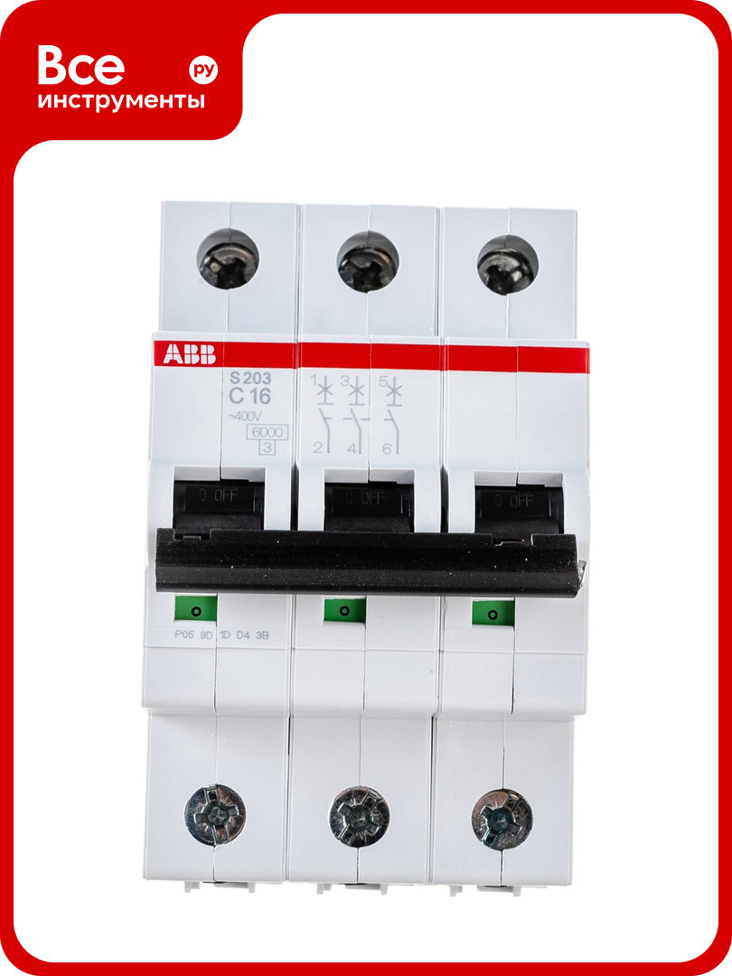 Автомат модульный ABB 3п C S203 6кА 16А 2CDS253001R0164