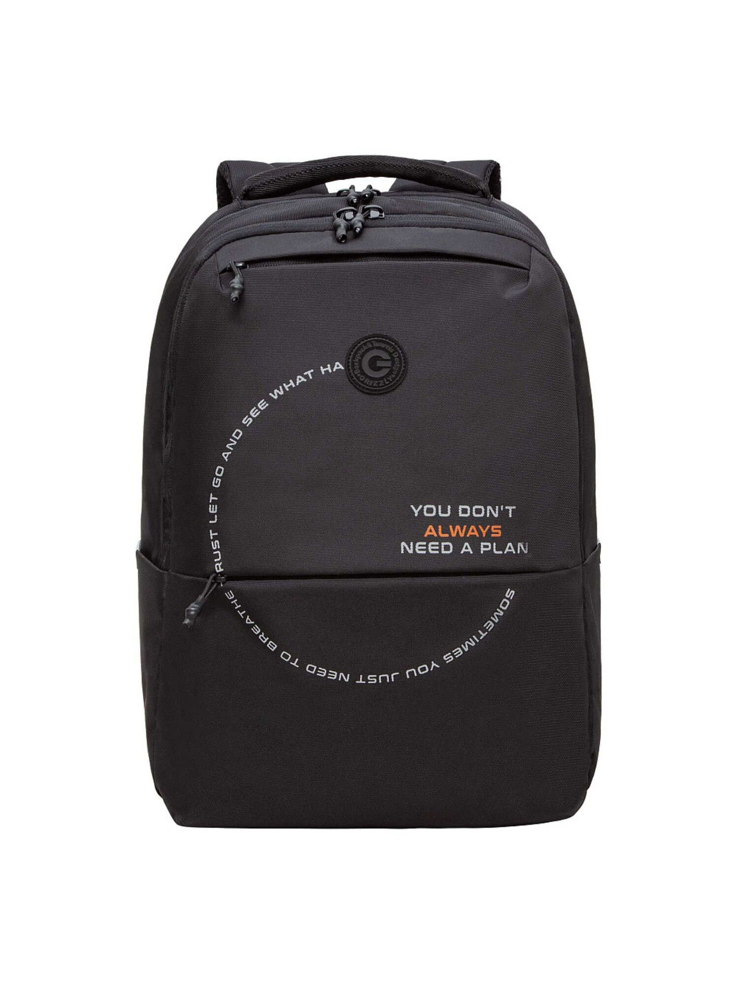 Рюкзак городской молодежный GRIZZLY, RU-537-5, черный - кирпичный, 29х43х15