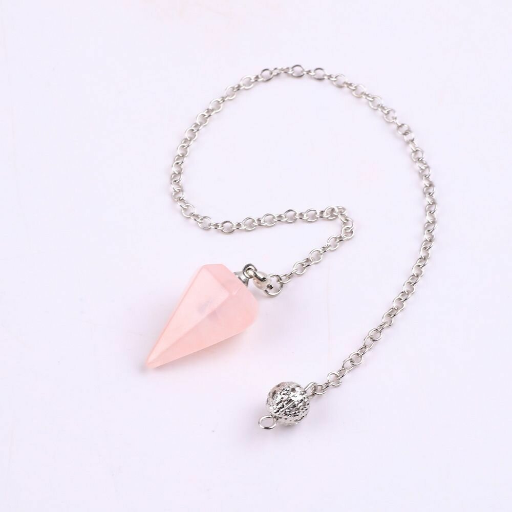 Хрустальный маятник для гадания и лозоходства, аметист шестиугольный конус 2,21,5 см с цепочкой 19 см маятниковый кристалл для медитации и духовной практики
