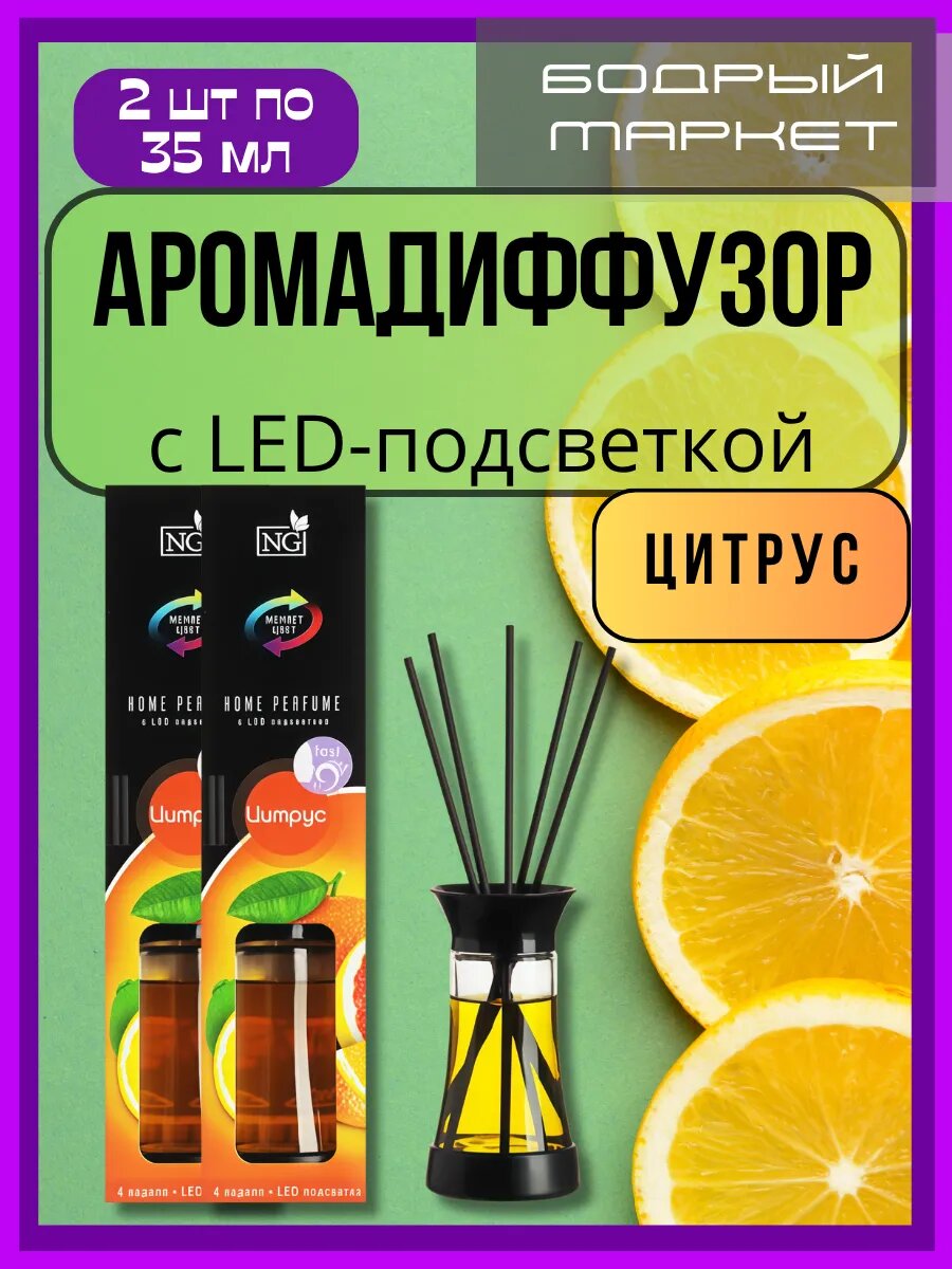 Ароматизатор с LED подсв цитрус 2 шт по 35мл