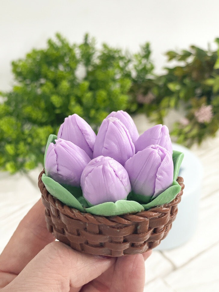 Корзинка с тюльпанами малая Силиконовая форма