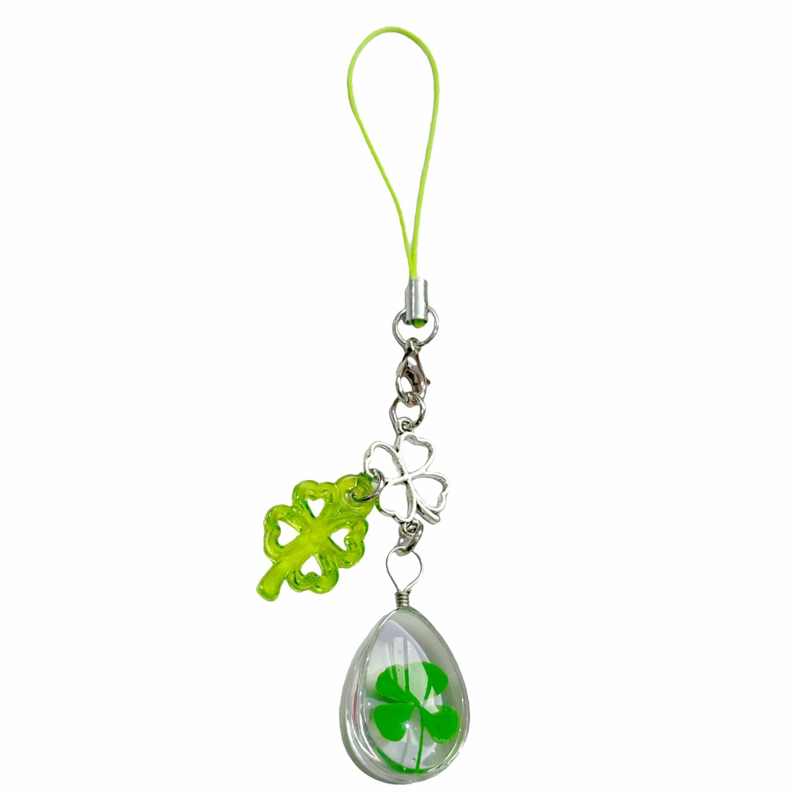 Стеклянный кулон-брелок Четырехлистный клевер для украшения сумок и телефонов