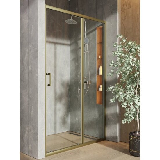 Душевое ограждение Orange E02-120TGY в нишу с раздвижной дверкой, матовое золото