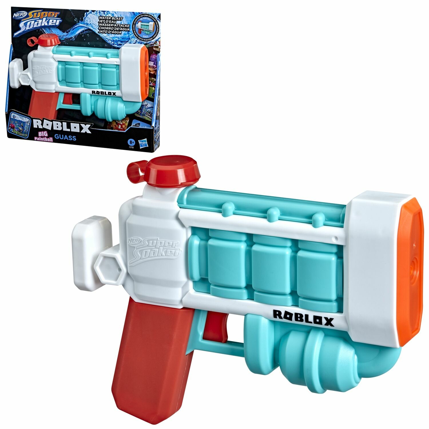 Игрушечное водяное оружие Hasbro - Бластер Guass из игры Roblox: Big Paintball (резервуар на объём воды 236мл.), серия Nerf Super Soaker, F3782
