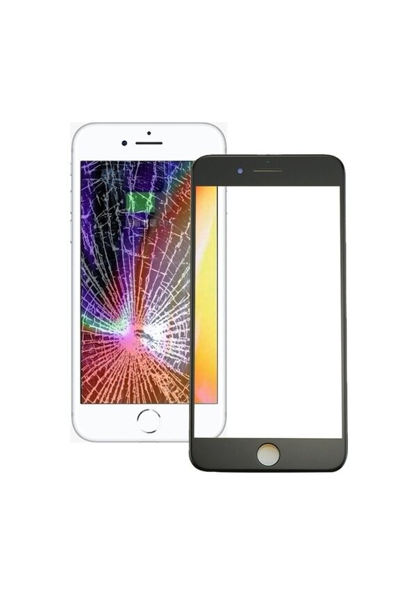 Совместимая с iPhone 8 Plus внешняя стеклянная линза для экрана, рамка для ЖК-экрана, черная