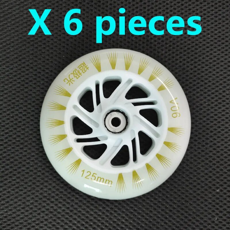 Колесики для марафона 125 мм, светодиодные светящиеся роликовые ролики для 3-колесных Роликовых Коньков 3 х125 мм, белые, красные, синие, зеленые, 6 шт. 6 wheels Only