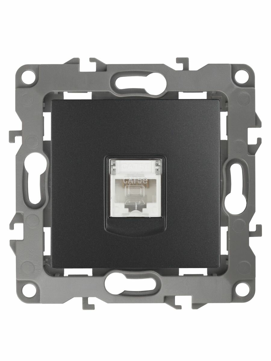 Розетка компьютерная RJ45 ЭРА 12 3107-05 для интернета, для витой пары, скрытой установки, черная