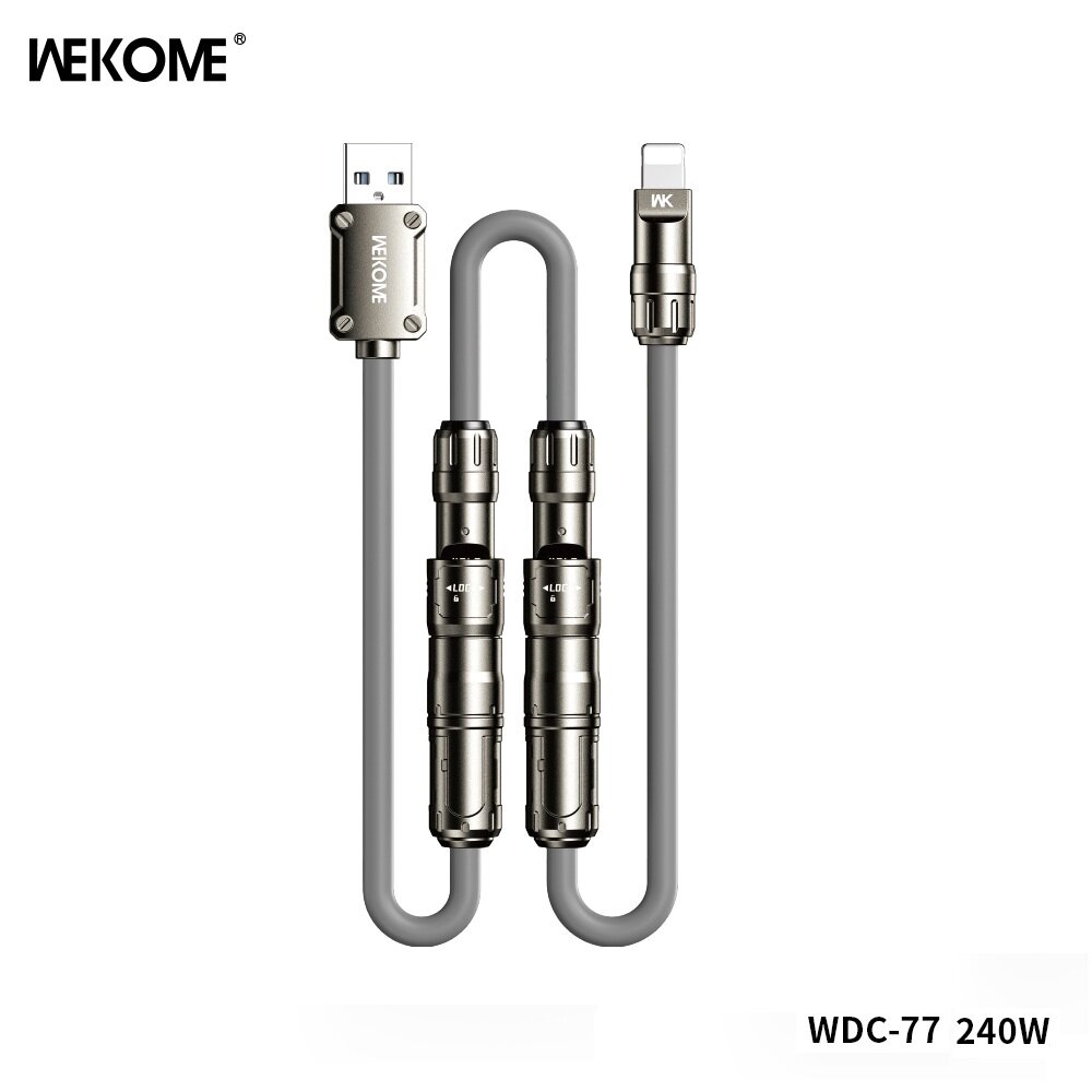 Кабель Type-C / Lightning / USB-A для быстрой зарядки iPhone / iPad / Android / iOS / Windows Wekome 240Вт