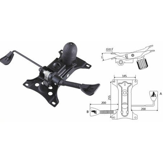 Механизм качания Brabix "Топ-ган Люкс" для кресла,145х255 мм межцентровое расстояние крепежа, 533081