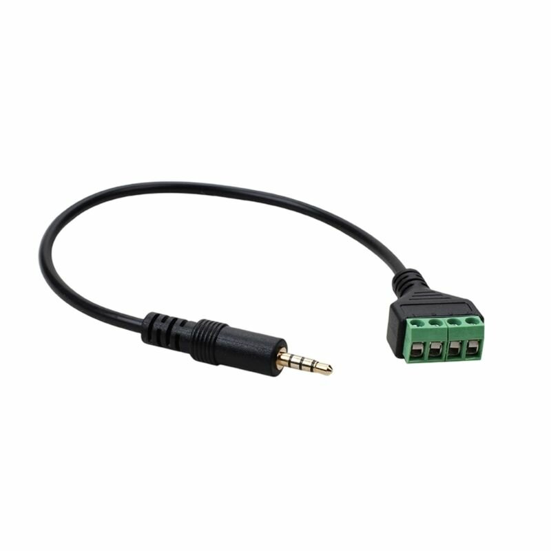 3.5mm TRRS разъем с 4-контактными винтовыми клеммами, адаптер, кабель 30см, позолоченный, стерео звук, 1pc