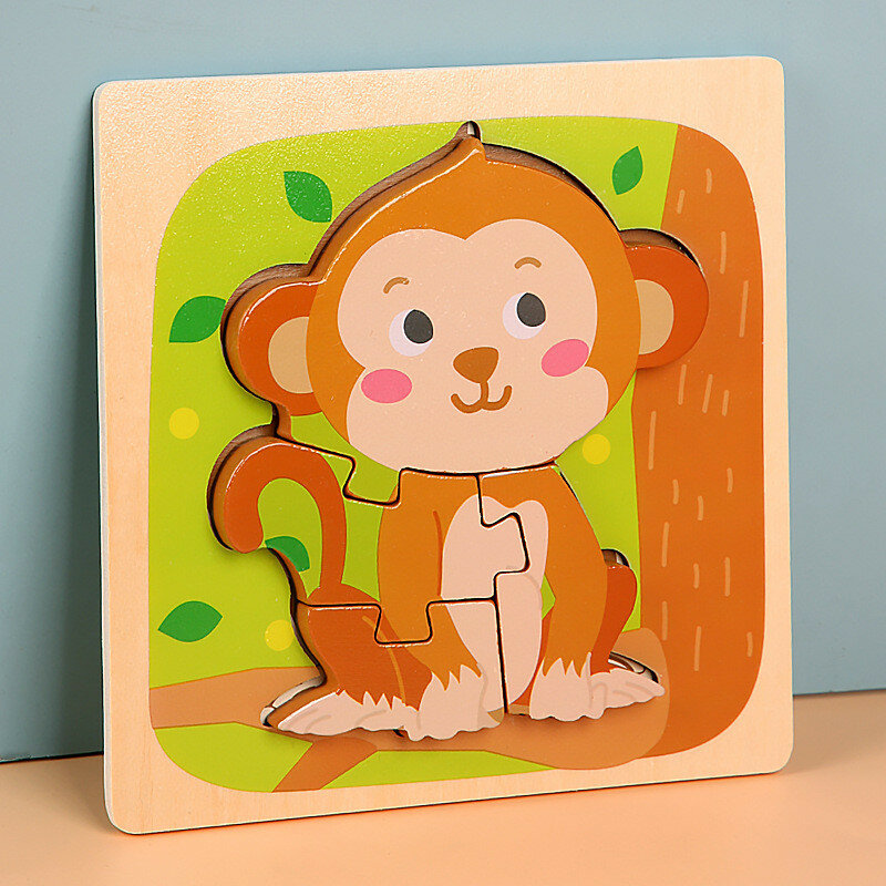 Wooden 3d puzzle for toddlers with animal shapes and parentchild interactive play