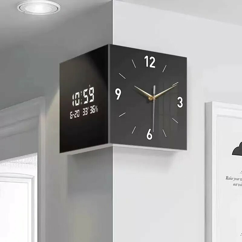 Настенные часы "двухсторонний дизайн, угловые часы, часы настенные светящиеся в темноте K76X L83I", 30 см х 30 см