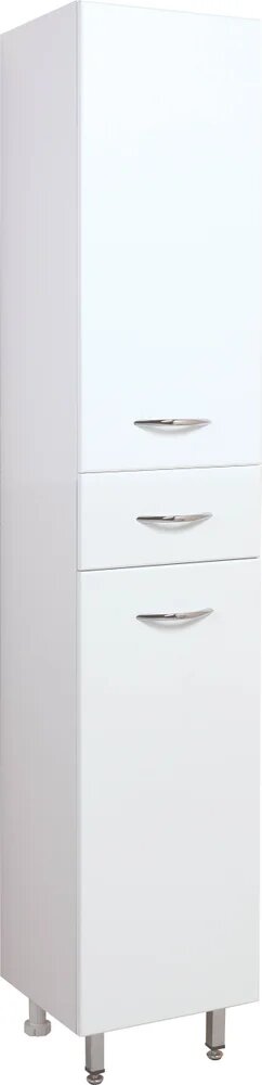 Шкаф-пенал для ванной Onika Модерн 40.10У напольный, 40 см, белый, глянцевый, с ящиком, с дверками, фурнитура хром, из МДФ