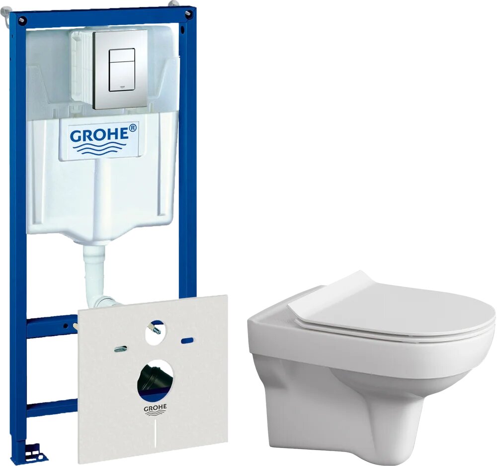 Комплект Унитаз подвесной Cersanit City Clean On DPL EO slim / Инсталляция Grohe Rapid SL 38772001 3 в 1 с кнопкой смыва / Шумоизоляция 37131000