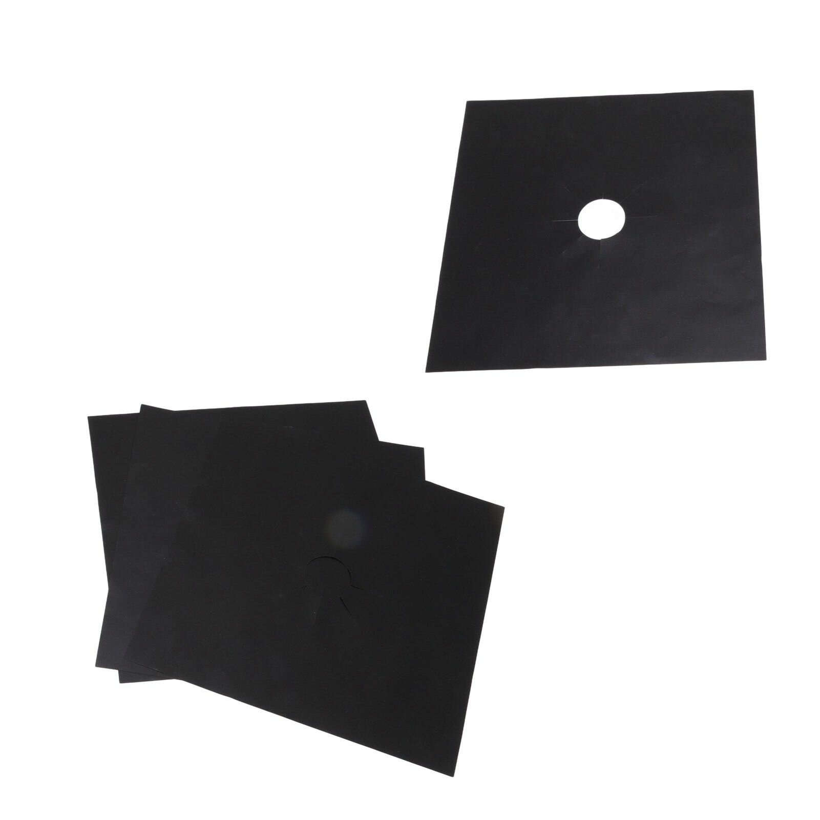 4 шт, крышка горелки, покрытие из птфэ, антипригарное покрытие для газовой плиты, верхняя защитная накладка для кухни, приготовления пищи, черный 27x27 см, 0,1 мм