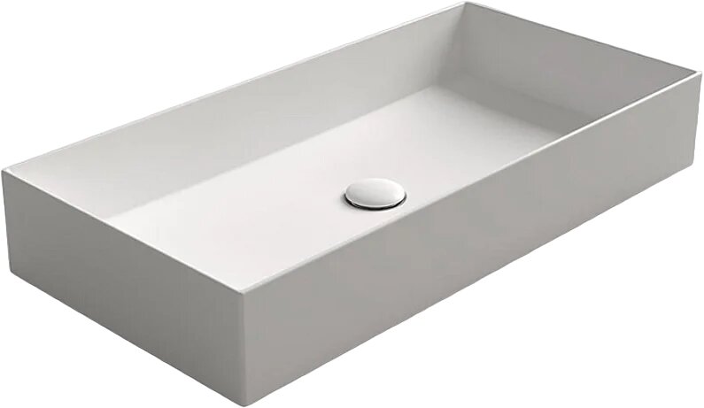 Накладная раковина Simas Agile 80 фарфоровая, без отверстия под смеситель, раковина для ванной, 80 см, прямоугольная, белая