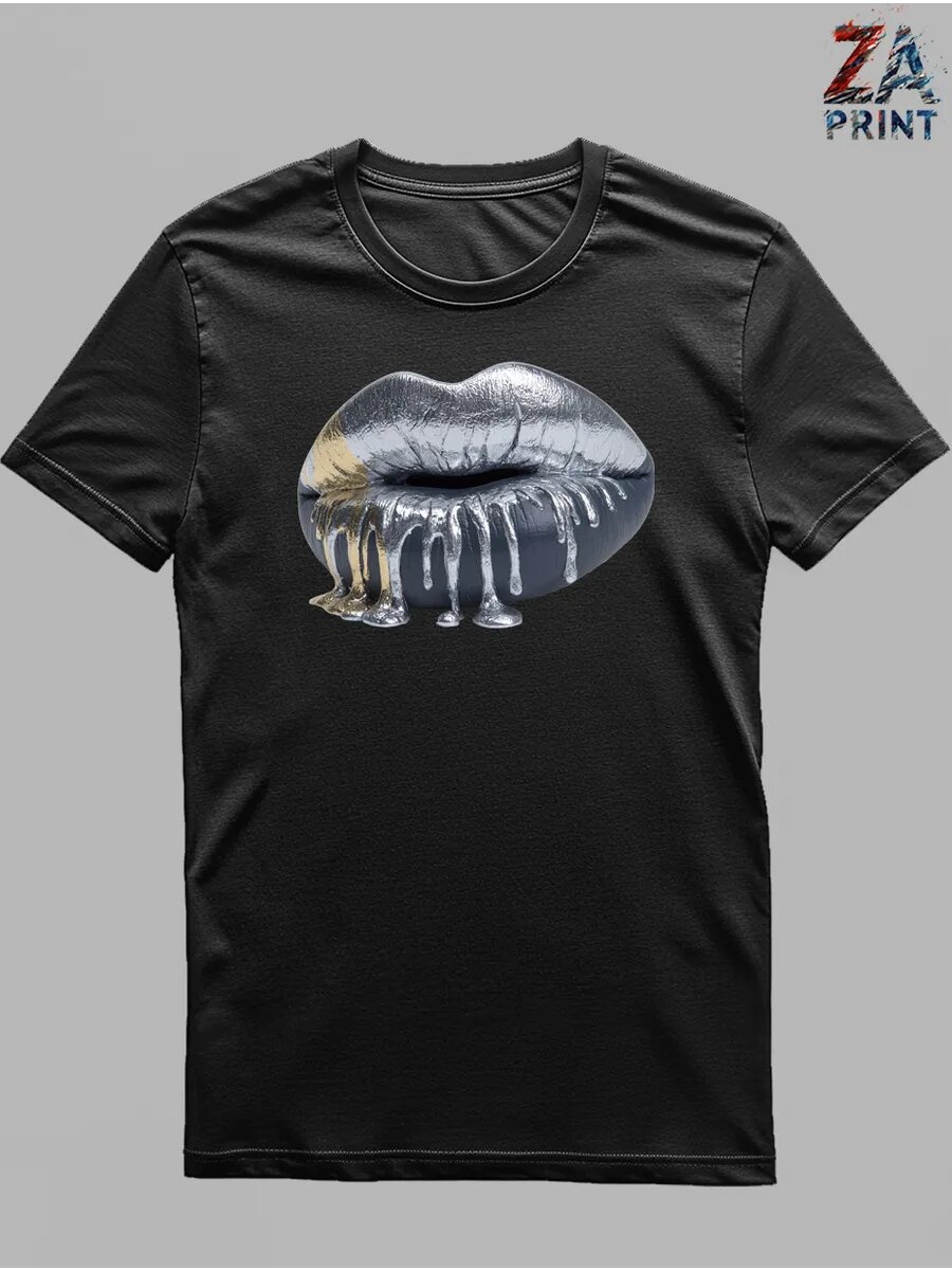 Футболка серые губы