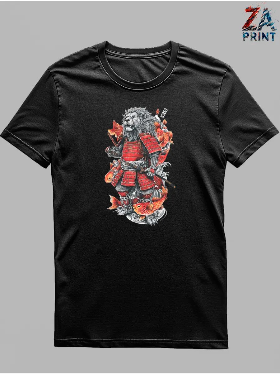 Футболка самурай лев