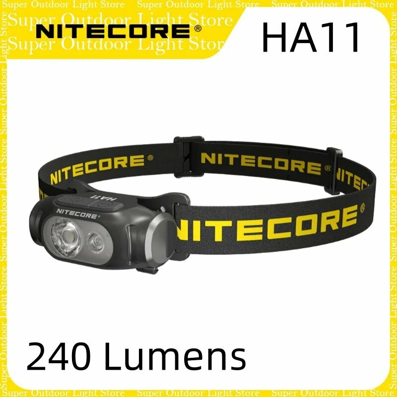 Многофункциональная Налобная лампа NITECORE HA11 240 люмен, лампа с кронштейном, ремень для налобного фонаря