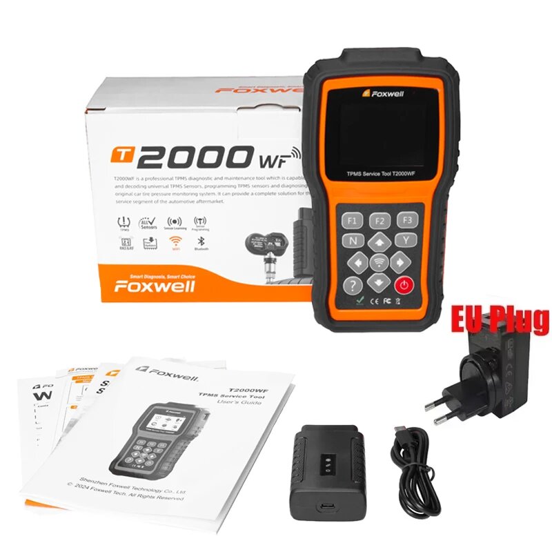 Foxwell T2000 WIFI TPMS программатор с 3 методами перепрограммирования, чтением и сбросом кодов неисправностей, программирование датчиков T20 для 98% автомобилей, 315/433 МГц