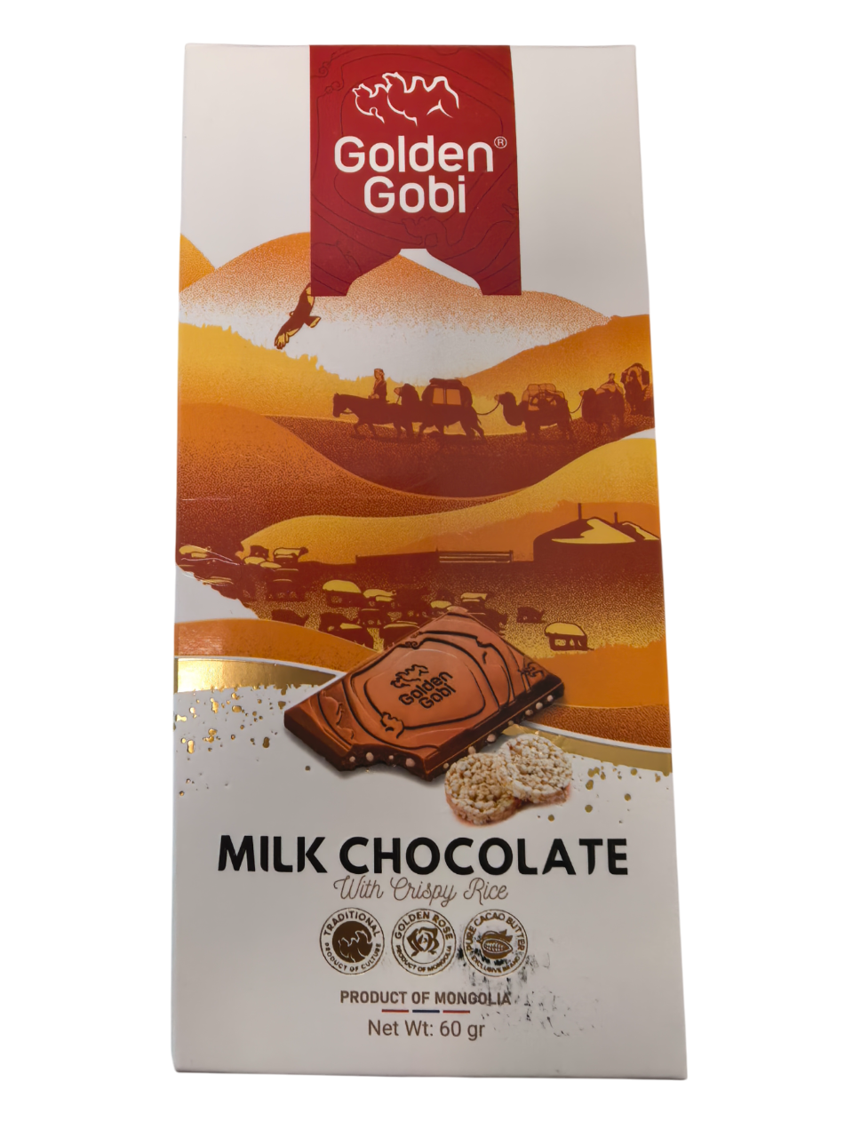 Шоколад молочный с хрустящим рисом. Golden Gobi 0,06 кг. Монголия