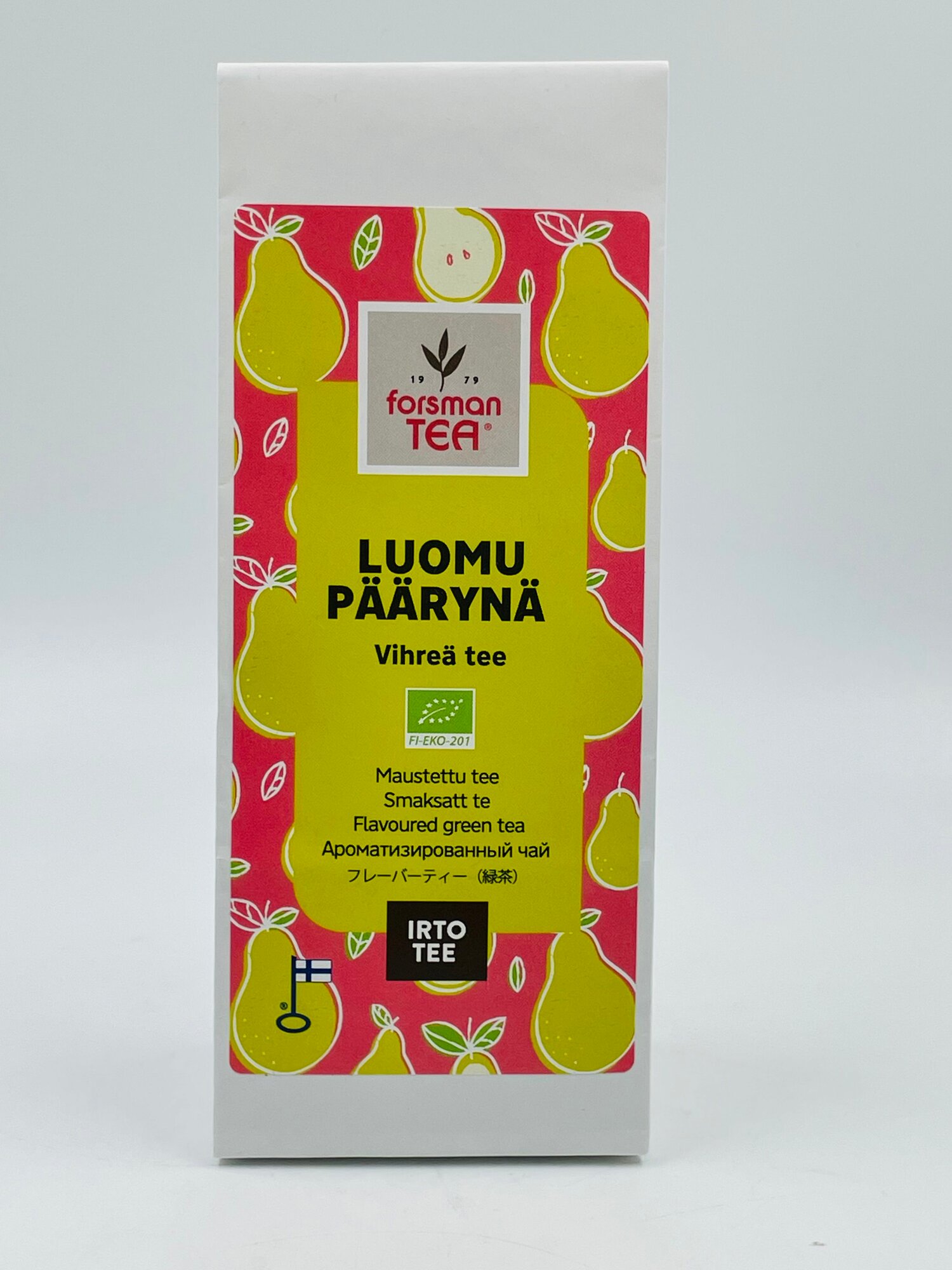 Чай зеленый органический Forsman со вкусом груши и цветками жасмина, 60 г (из Финляндии)