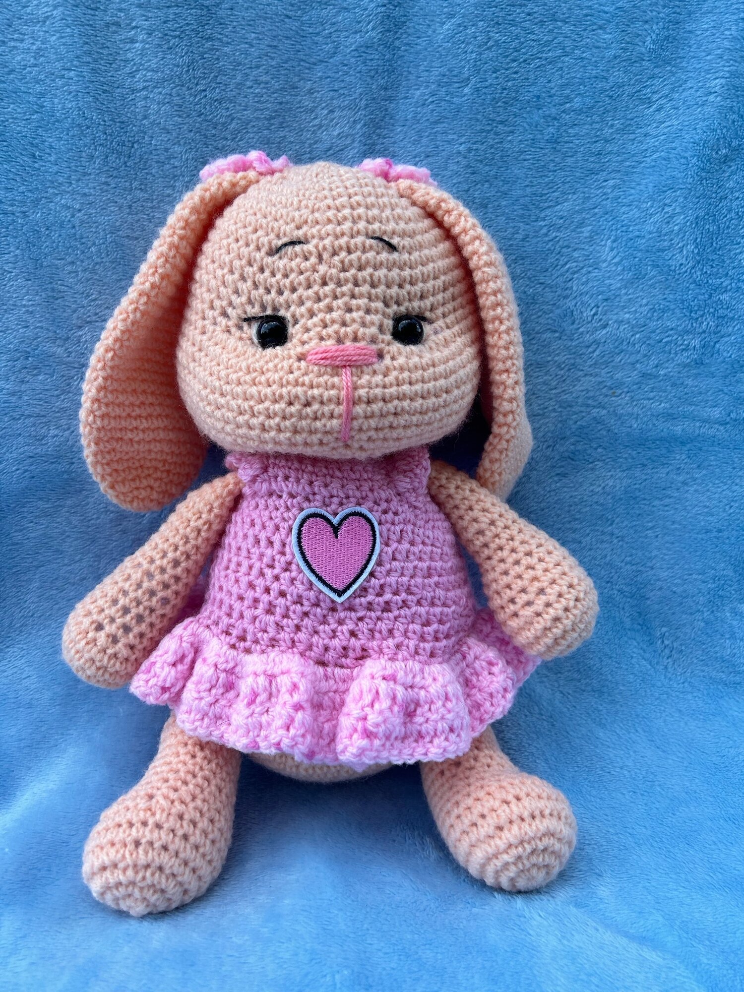 Зайка сплюш вязанная игрушка 30 см подарок детям родным и друзьям