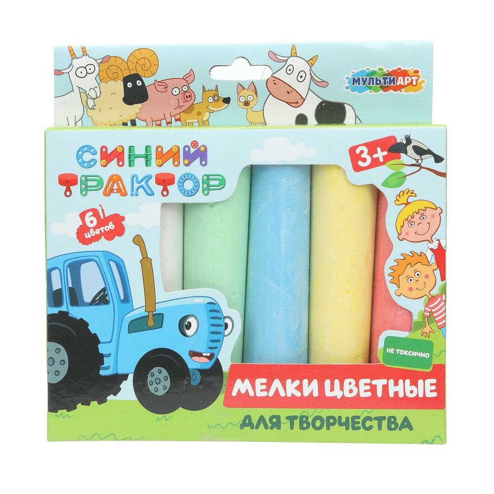 Мелки цветные "Синий Трактор", 6 цветов MultiArt 100MEL6-STR-WOT