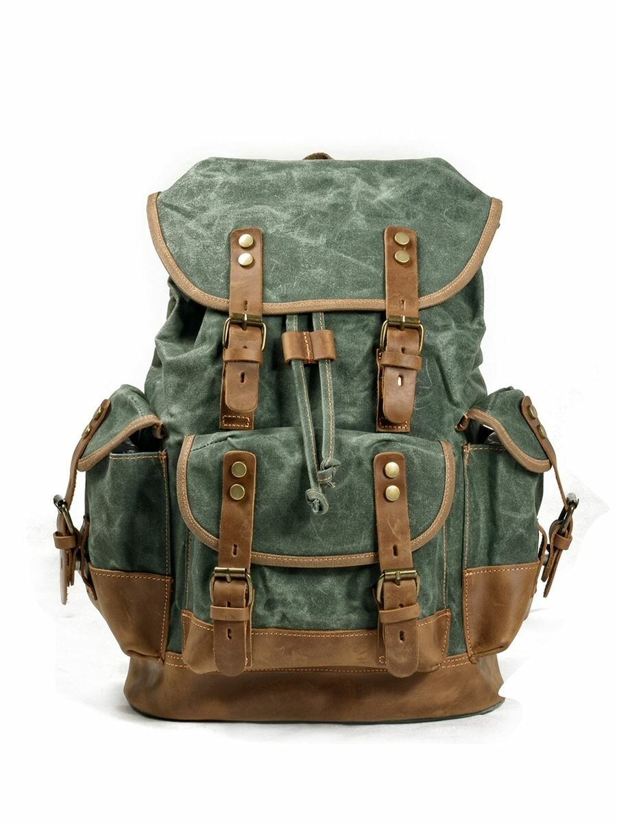 Рюкзак туристический из канваса, Тайга, зеленый / Рюкзак Тайга Турист Зеленое озеро