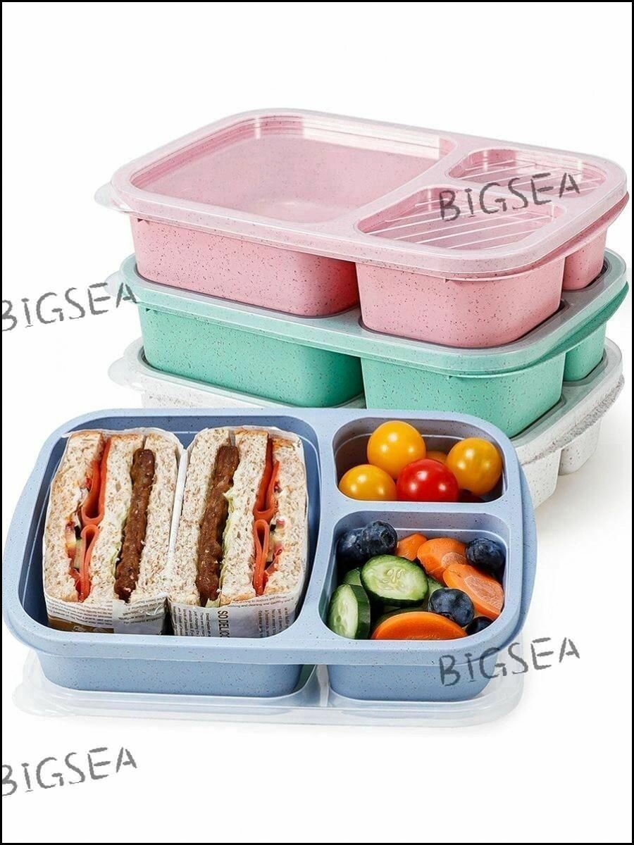 Пластиковые ланч-боксы Bento, контейнеры для приготовления еды, штабелируемые и пригодные для использования в микроволновой печи-DKD-CJ0819