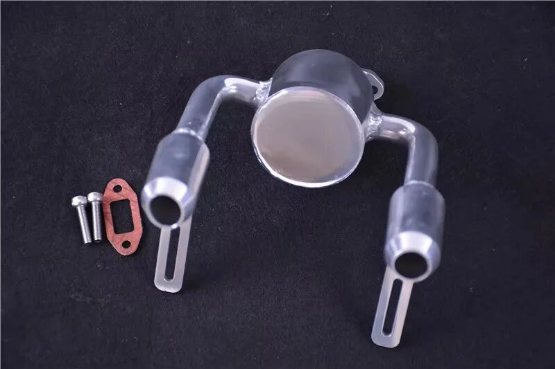 Двойные трубы выхлопной трубы для 2-тактного двигателя 1:5 HPI KM ROVAN BAJA