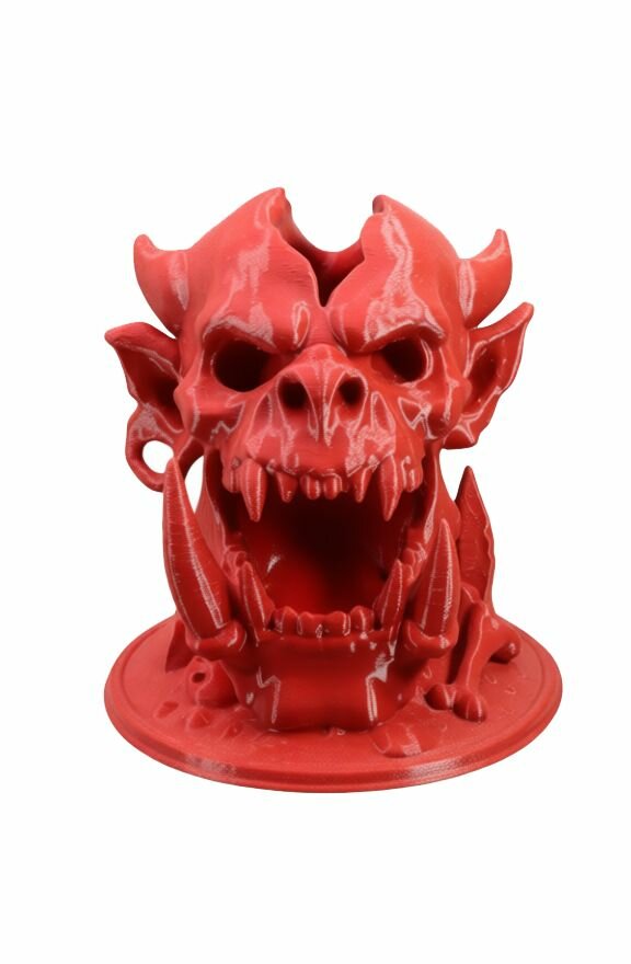 Голова орка, цвет красный / Башня для кубиков DnD и дайсов настольных игр