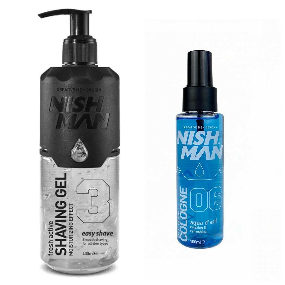 Набор для мужчин NISHMAN: гель для бритья Shaving gel 03 + лосьон после бритья 06 AQUA D'ASIL 100 мл.