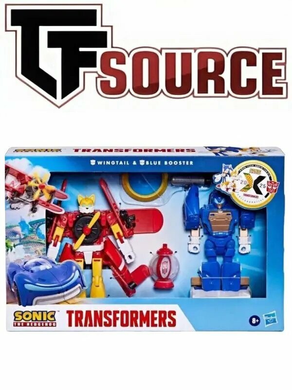 Трансформеры игрушки Hasbro Transformers Sonic the Hedgehog Collaborative Mash Up! Wingtail & Blue Booster 2-Pack