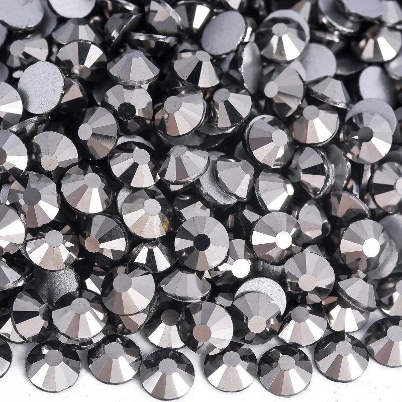 Стразы черные Hematite OLeeya для дизайна ногтей