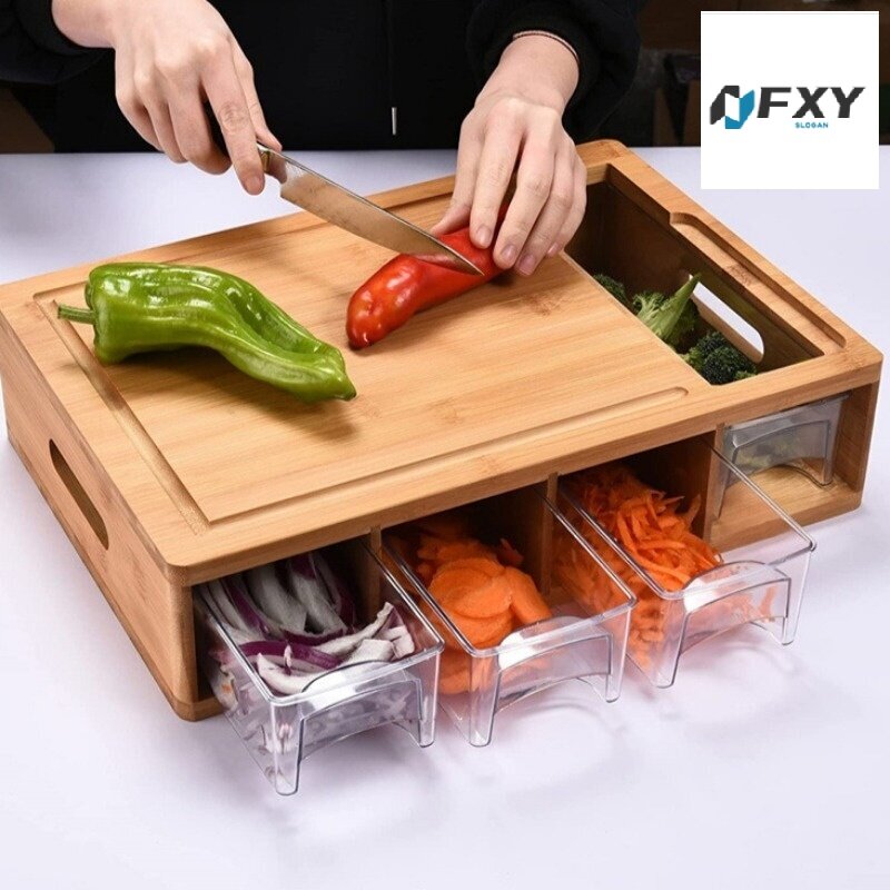 Инновационная кухонная доска с выдвижными контейнерами и отсеками, универсальный бестселлер для разделки продуктов