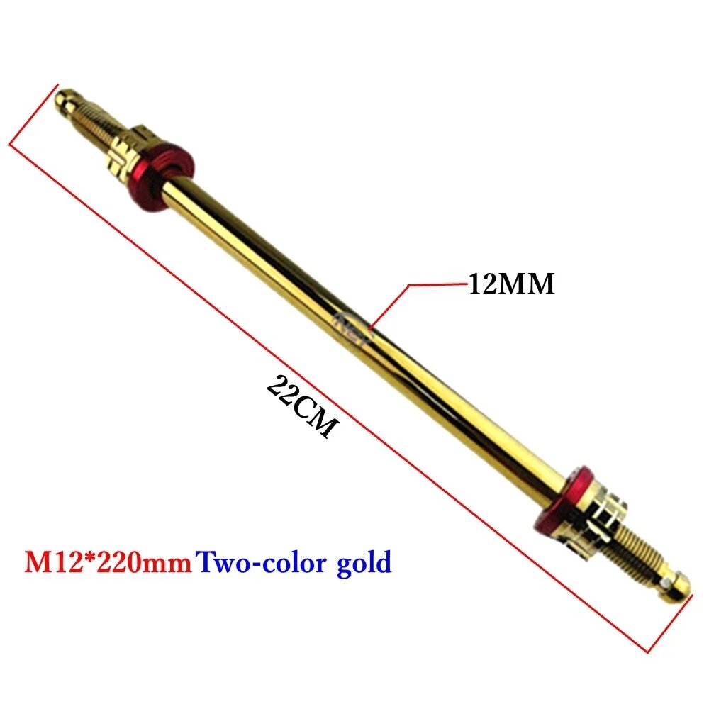 Универсальная ось переднего колеса M10/12x220-360 мм для мотоцикла, электромобиля, амортизатор для Honda Yamaha Cygnus-X BWS RSZ Niu Dirt Bike M12x22cm 2color gold