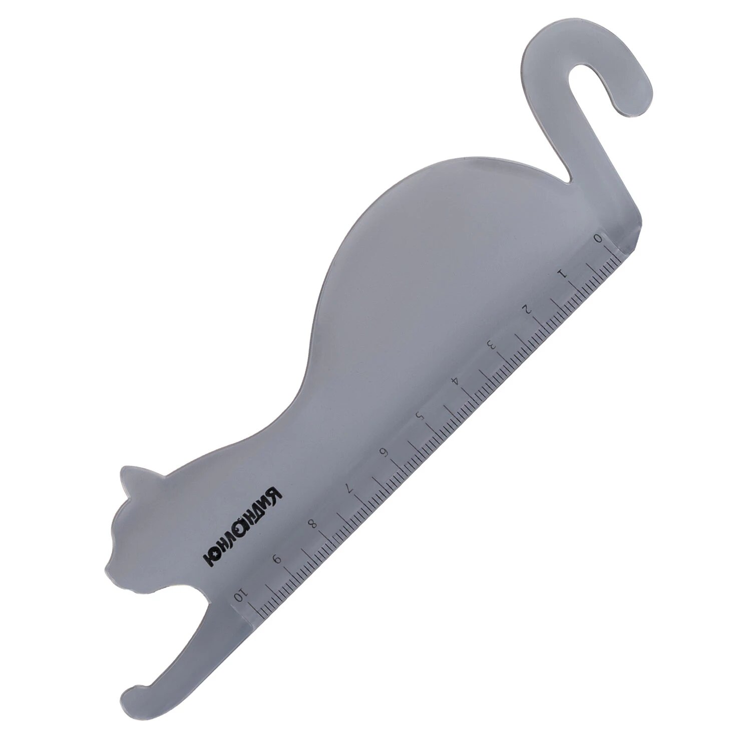 Линейка пластик 10 см юнландия "кошка", фигурная, тонированная прозрачная, европодвес, 210730, 4шт.