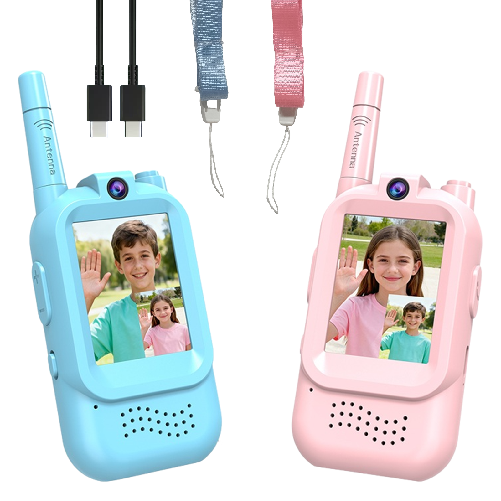 Набор из 2 штук, детский видеотоксовый рация с камерой 2 мегапикселя, родительско-детский видеодомофон, обучающая интерактивная игрушка с функцией изменения голоса, для подростков в возрасте 3-8 лет, для indo и outdoor игр, кемпинга, подарок для детей