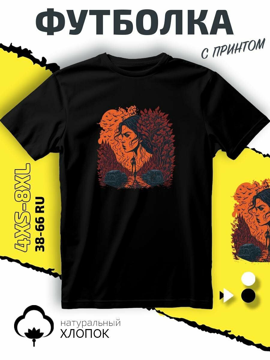 Футболка Девушка cartoon лес