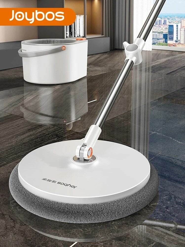 Швабра Joybos, с отжимом, и ведром, круглая, в комплекте 2 насадки