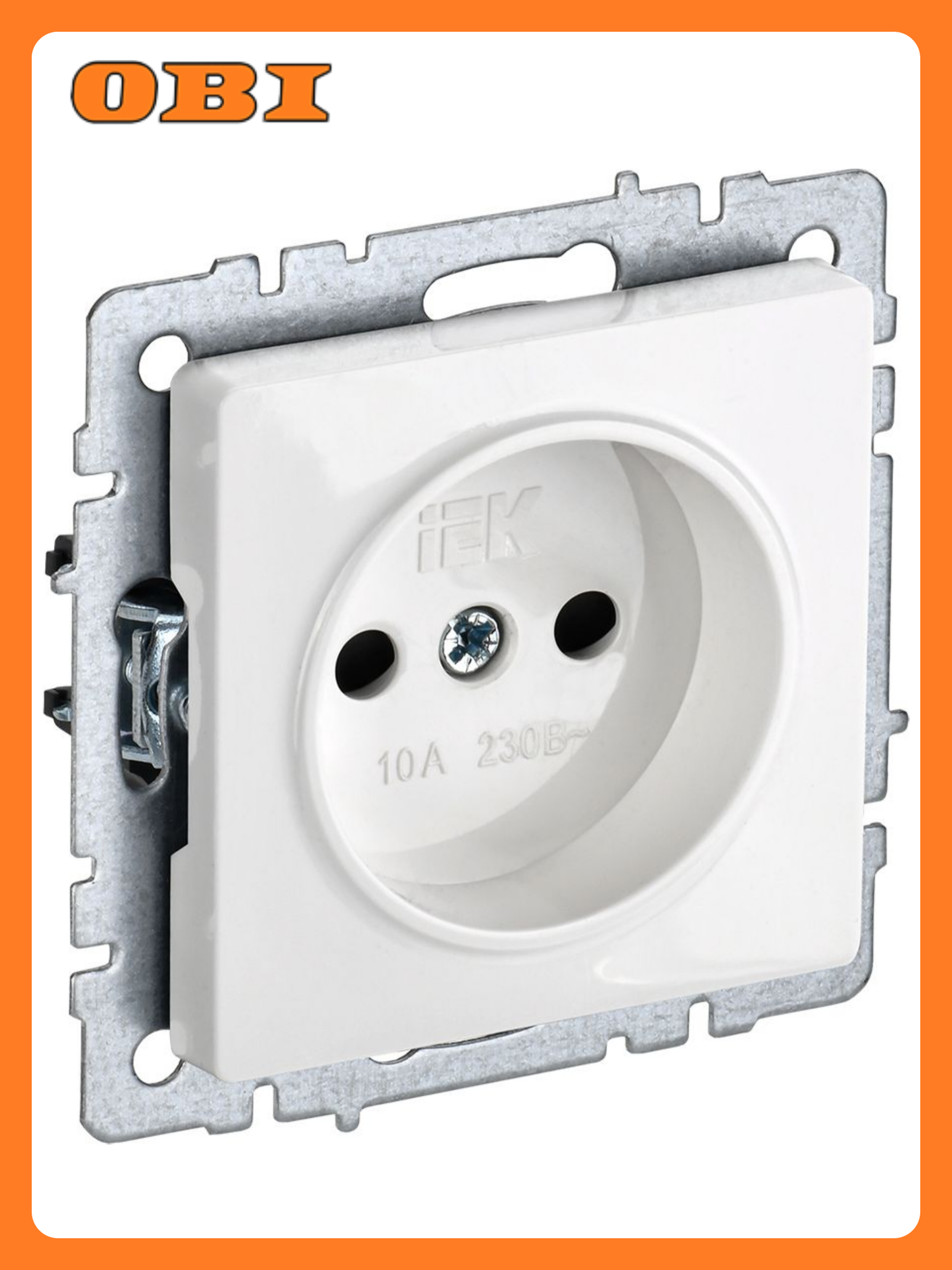 Розетка IEK BRITE РС10-1-0-БрБ, без заземления, белая, пластик