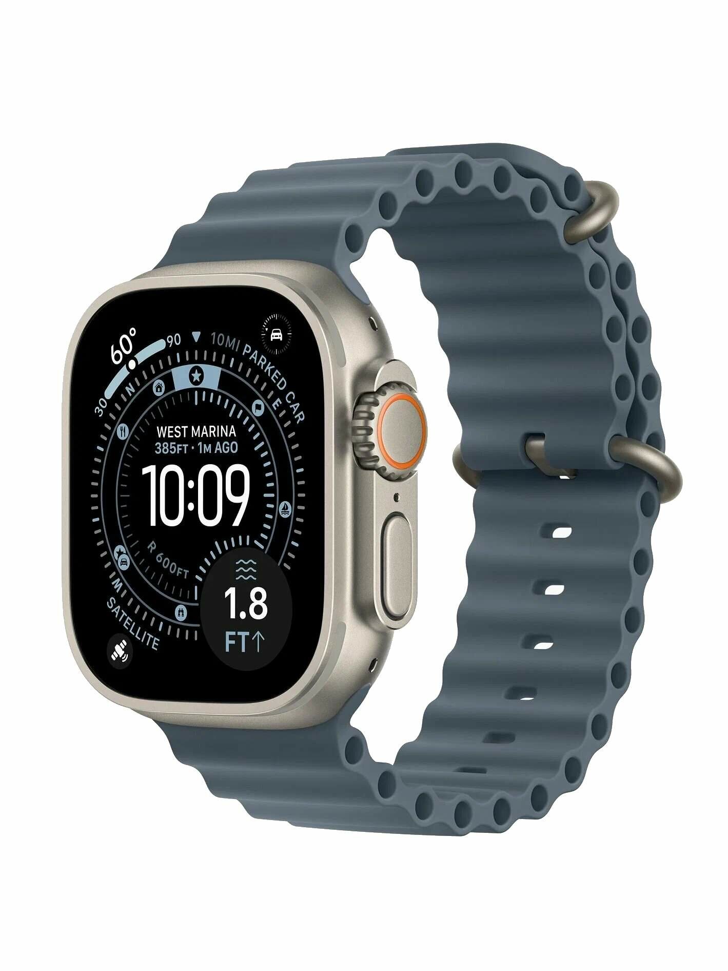 Apple Watch Ultra 3 49mm, Natural Titanium, Anchor Blue Ocean Band