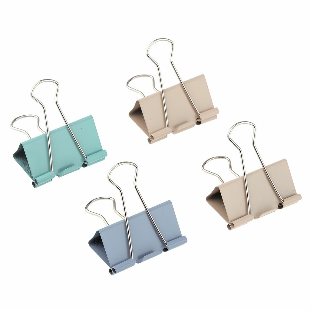 Зажим для бумаги КНР 51 мм металл, цвет - цветные, набор 12 шт, в пластиковой банке д 11,6 см, h 7 см (ZS-6051/a517-31)