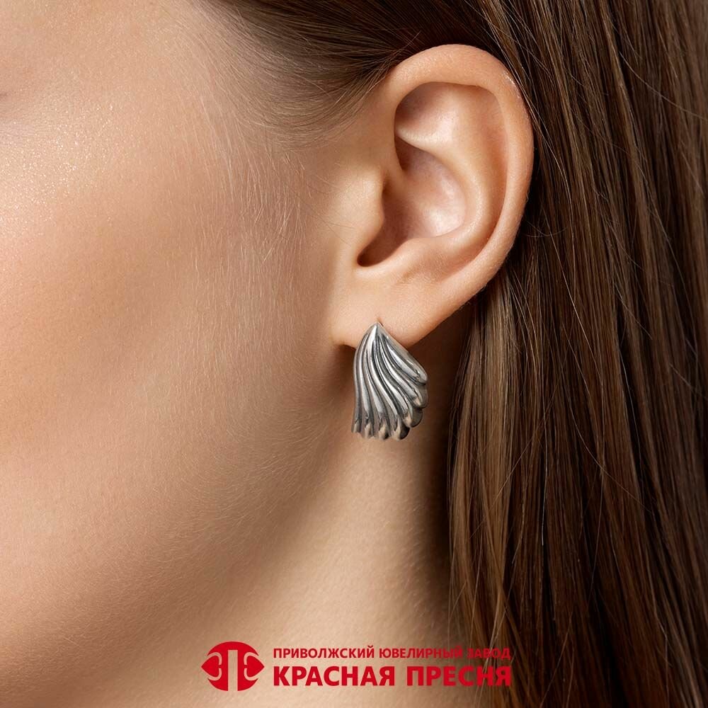 Серьги, серебро, 925 проба, оксидирование