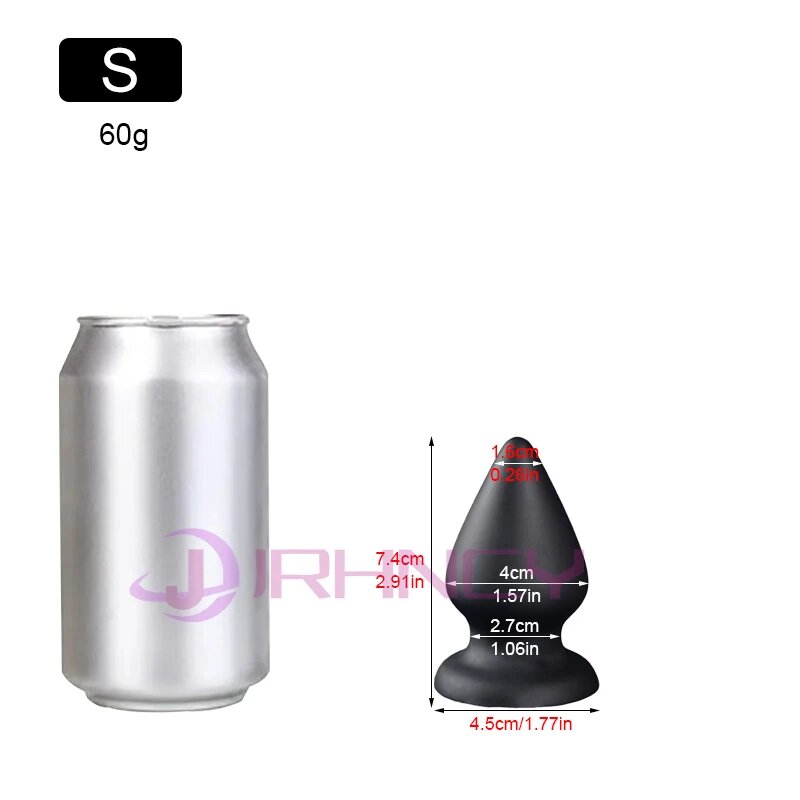 4-10,5 см огромная анальная пробка, мягкий силиконовый анальный фаллоимитатор с присоской, Black S