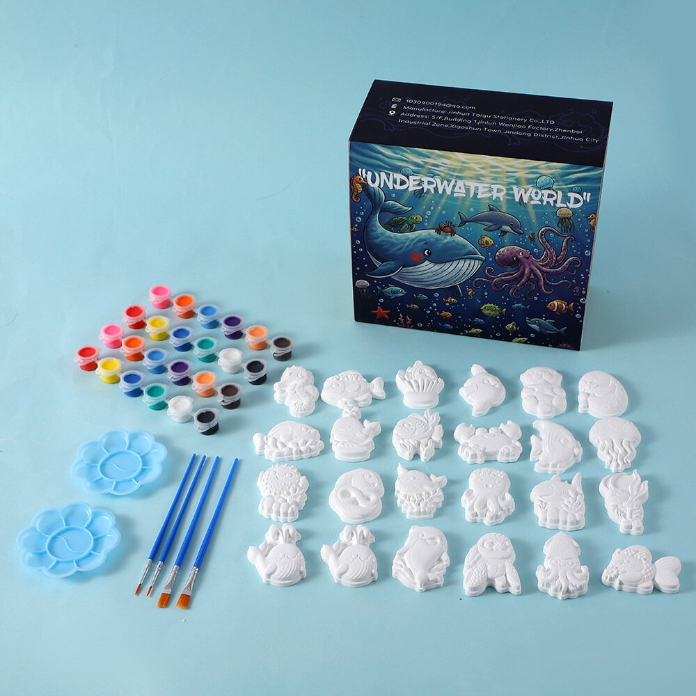 Обучающие гипсовые фигурки-раскраски для детей, белые гипсовые игрушки серии «Океан», набор для рисования животных своими руками.